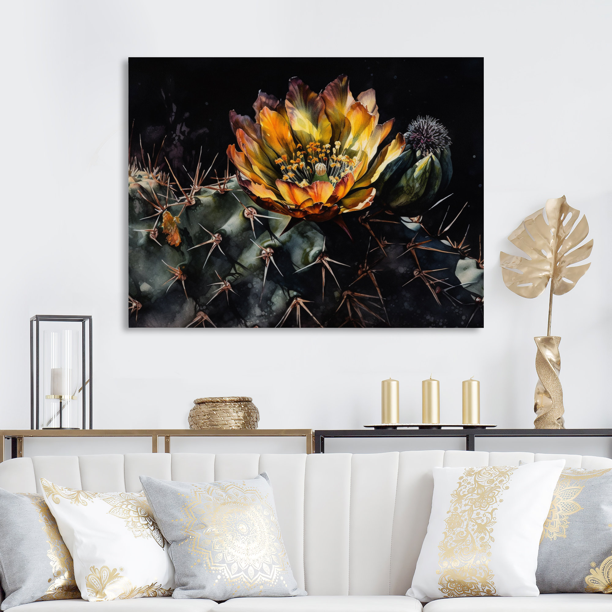 Bungalow Rose Keyonia Yellow Green Cactus Flower I On Canvas Print - Wayfair Canada